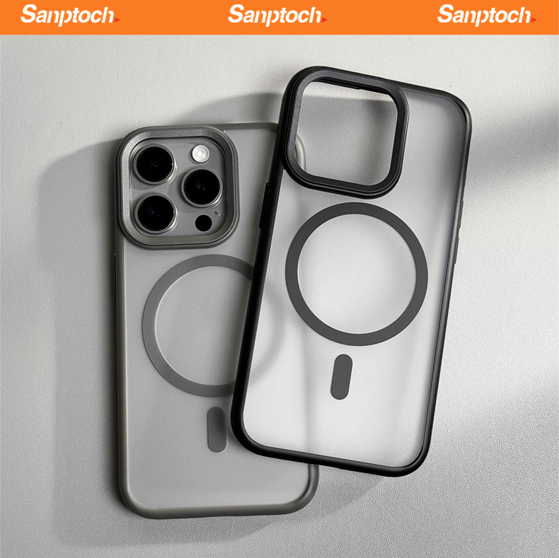 Sanptoch For Magnetic Luxury Phone Case For iPhone 16 15 14 13 Pro Max Skin-friendly Matte Cover ...