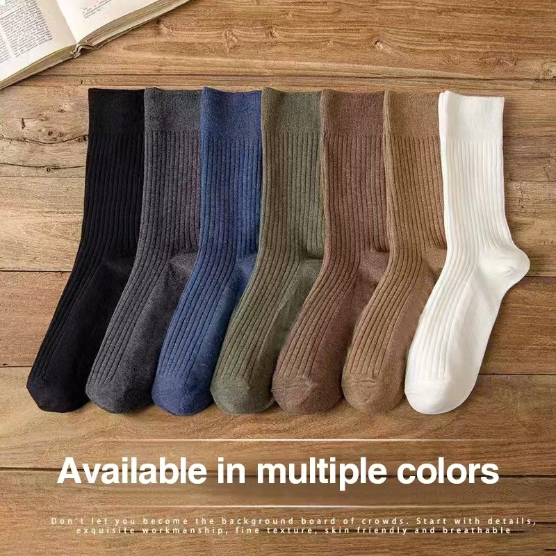 7 Pairs Men's Mid-Tube Socks Mature Business Stripes Wear-Resistant ...