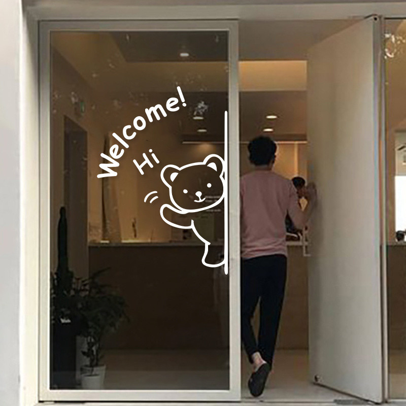 Glass Door Stickers Welcome to Door Stickers Suitable for Milk Tea Shop ...