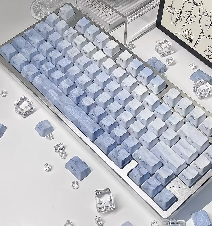 ROSE COAST Keycaps 133 Keys OEM Height Side Carving PBT Material Keycap ...