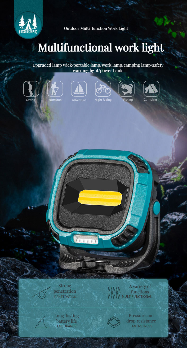 Upgraded Outdoor COB Multi functional Portable TYPE-C Charging Projection Portable Lighting Work ...