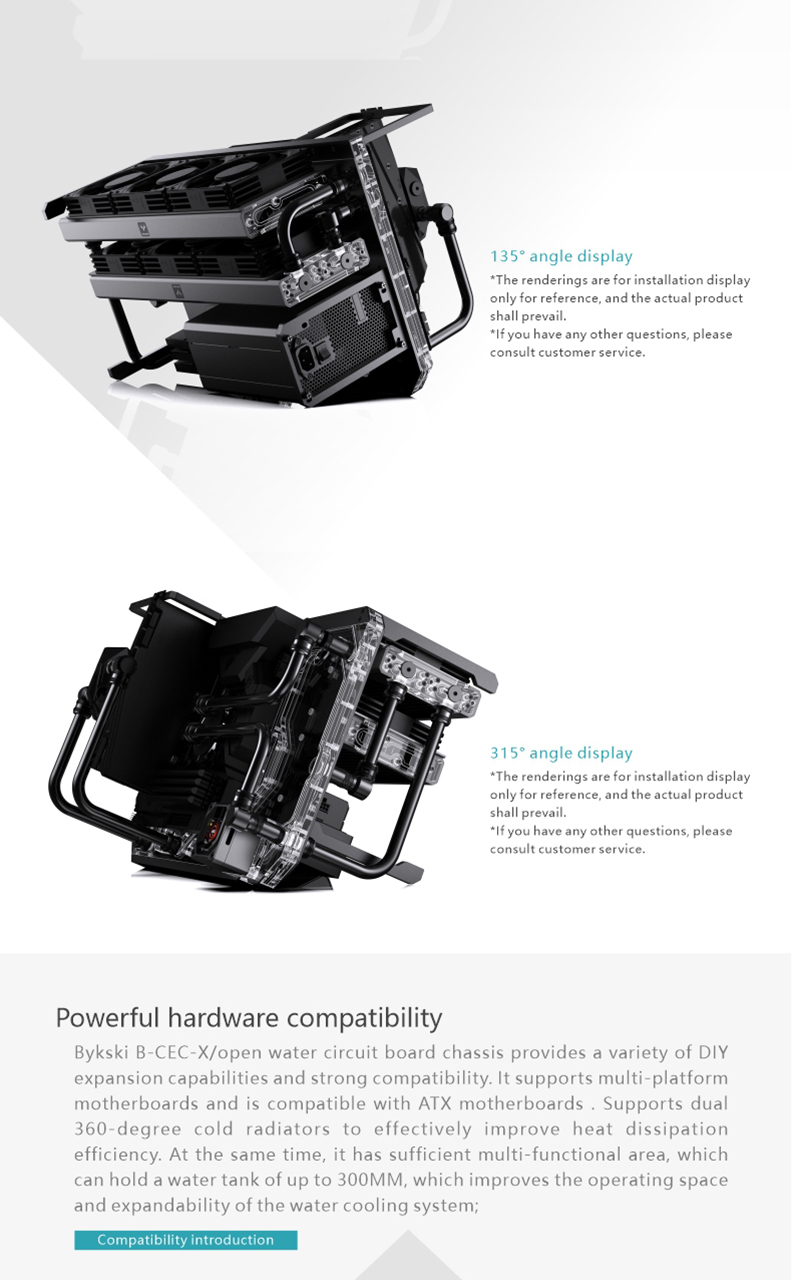 Bykski Open Water Circuit Board Chassis All-aluminum Chassis Rack Diy Vertical and Horizontal ...
