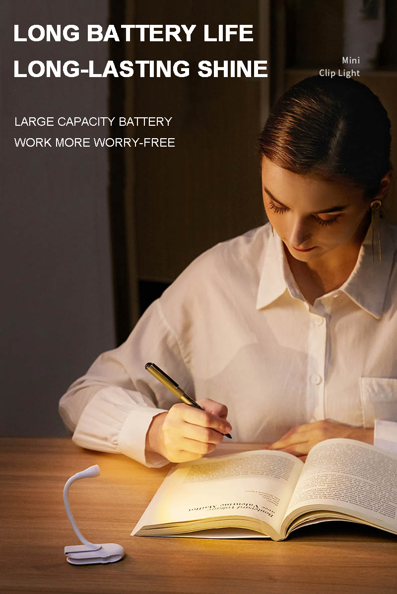 USB Rechargeable Portable LED Book Lights, Mini 360° Clip-On, Eye ...