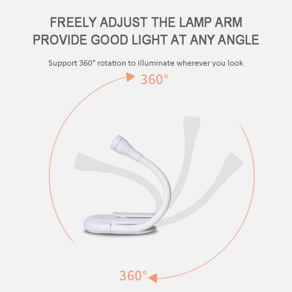 USB Rechargeable Portable LED Book Lights, Mini 360° Clip-On, Eye ...