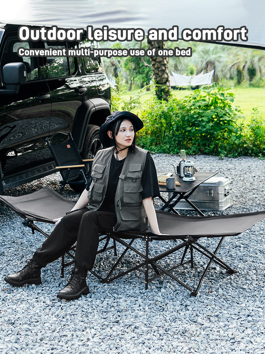 Outdoor Folding Bed 190CM black portable nap nap folding bed simple ...