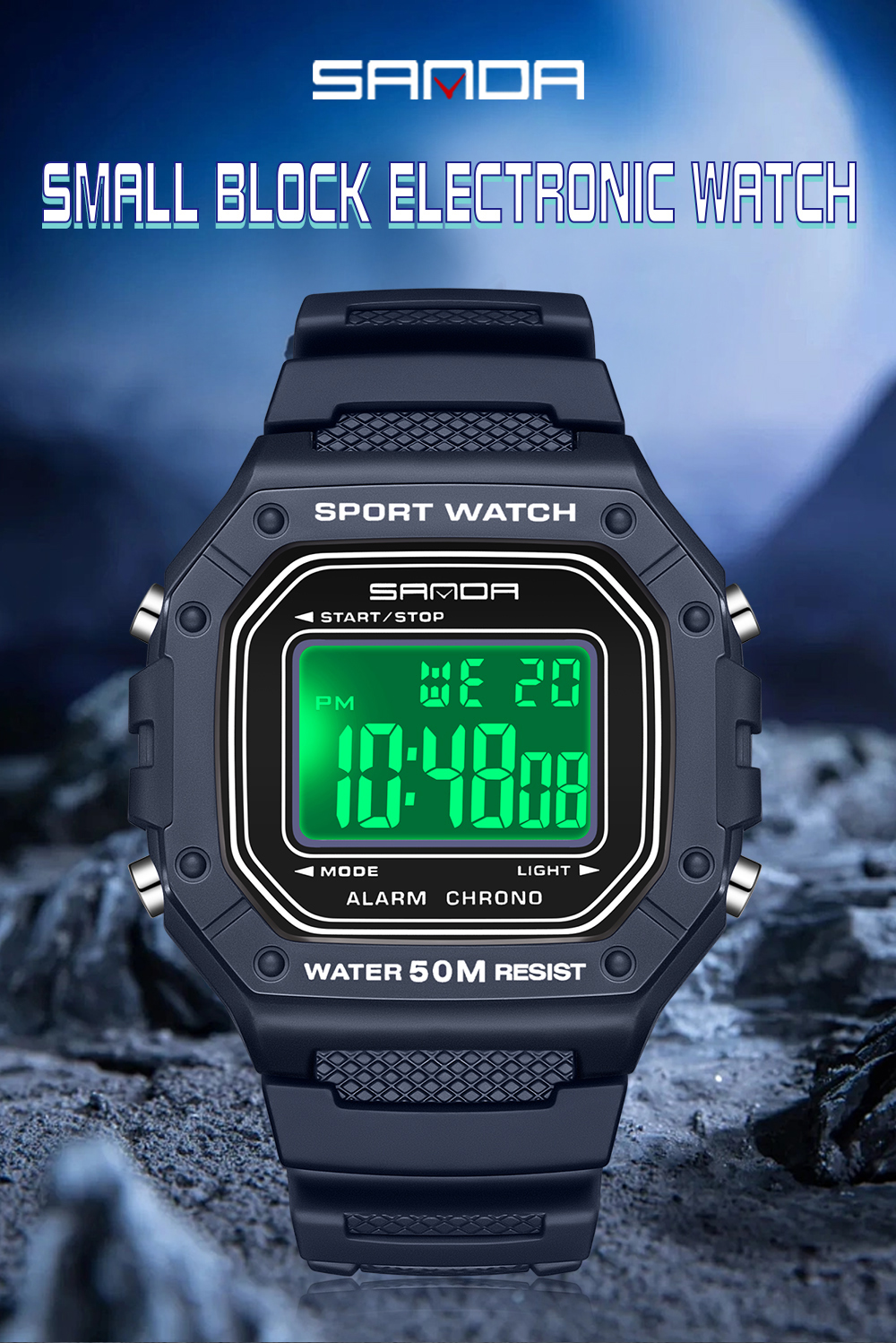SANDA 2156 Watches Army Dial Led Digital Wristwatches Stopwatches For ...