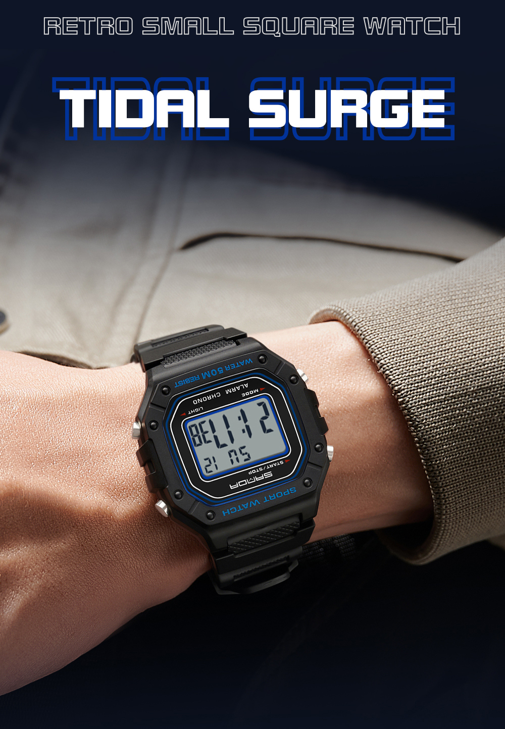 SANDA 2156 Watches Army Dial Led Digital Wristwatches Stopwatches For ...