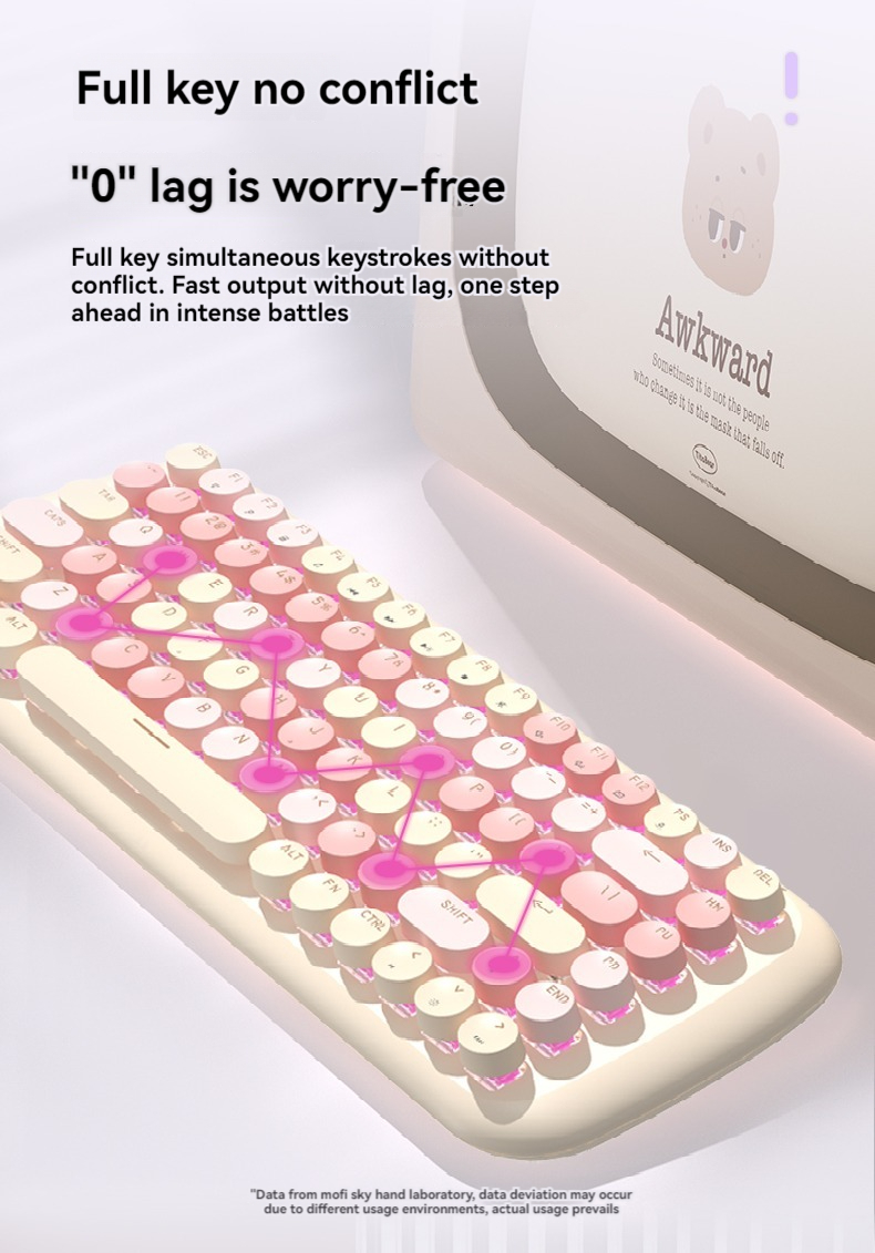 mofii Mechanical Keyboard 87 Keys Girls Cute Retro Mahjong Tone Pink ...