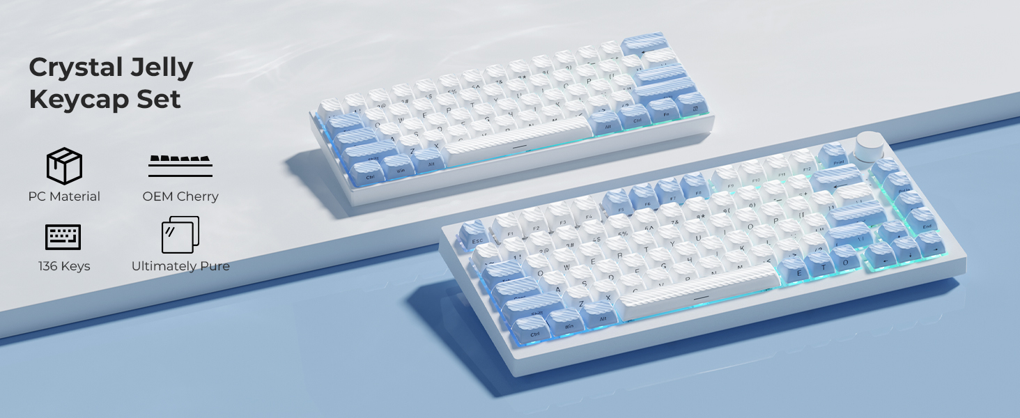 XVX crystal Morul Side-Printed Translucent OEM Profile Keycap (133-Key ...