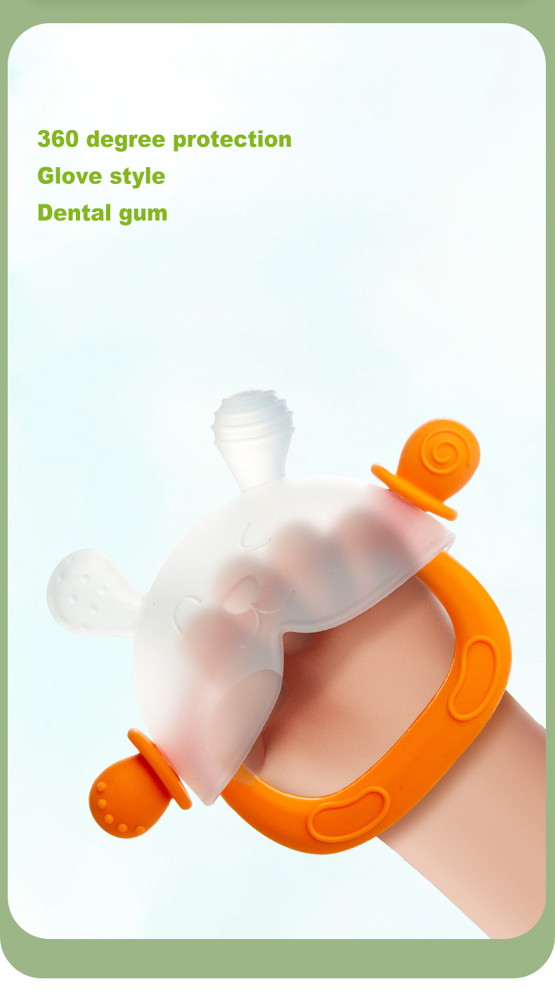 YJ01 rabbit sleeve hand teether PP silica fruit can be sterilized at ...