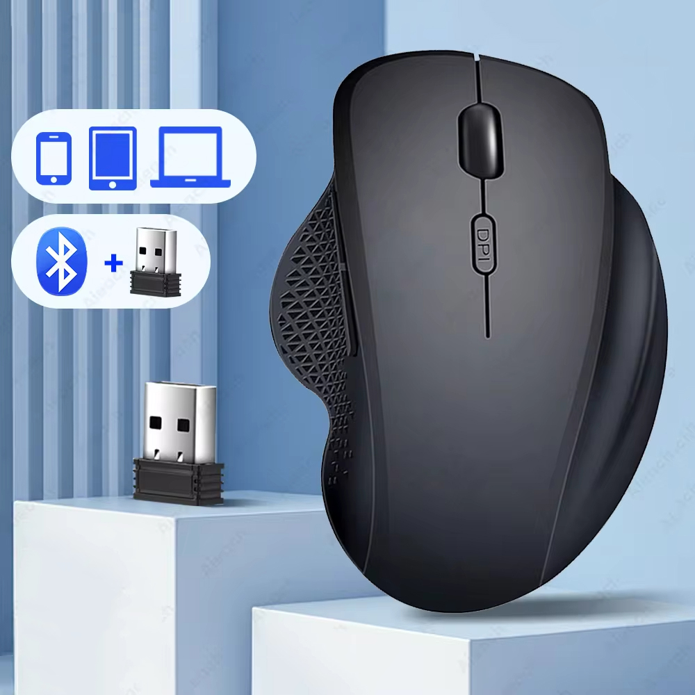 Dual Mode Wireless Computer Mice 1600 DPI Rechargeable Ergonomic ...