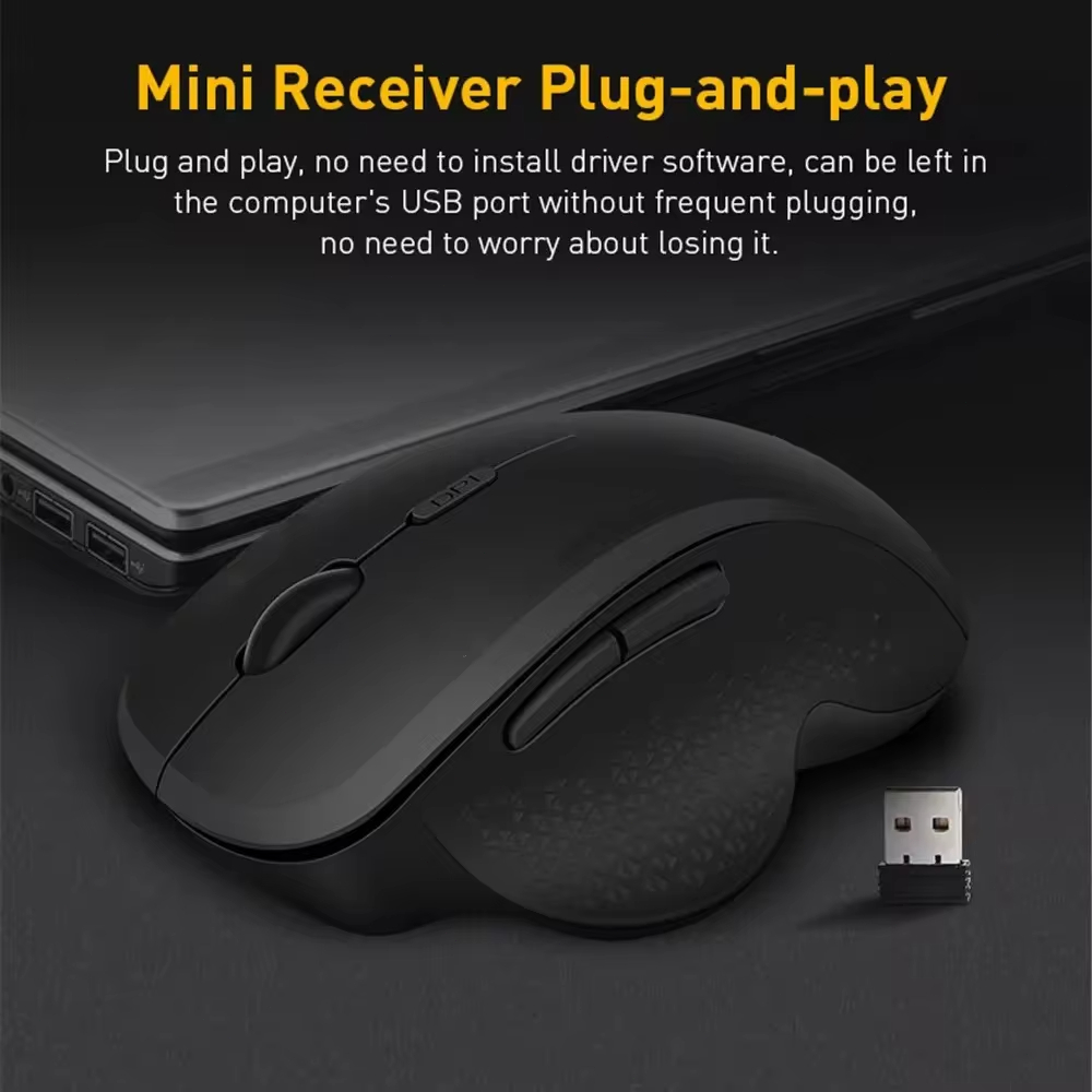 Dual Mode Wireless Computer Mice 1600 DPI Rechargeable Ergonomic ...