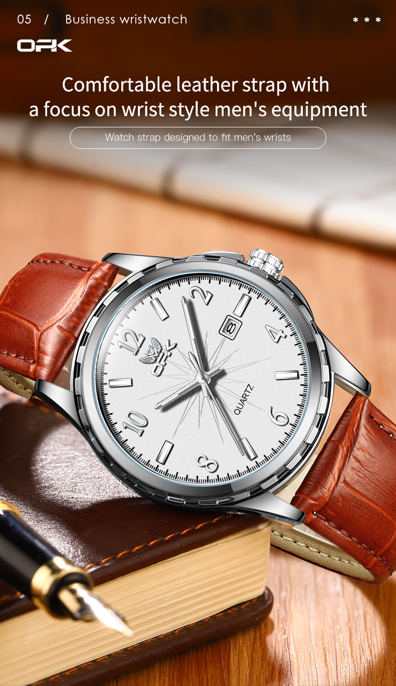 OPK【NEW】Watch For Men Waterproof Original Quartz Leather Strap Business ...