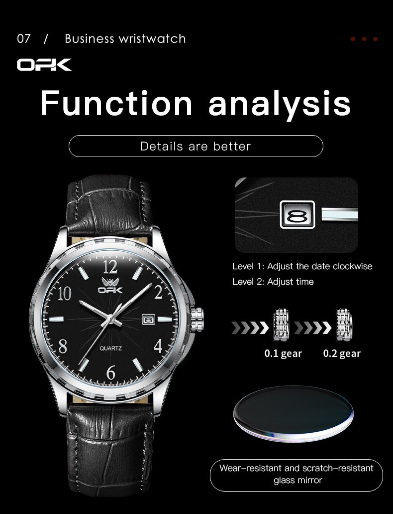OPK【NEW】Watch For Men Waterproof Original Quartz Leather Strap Business ...
