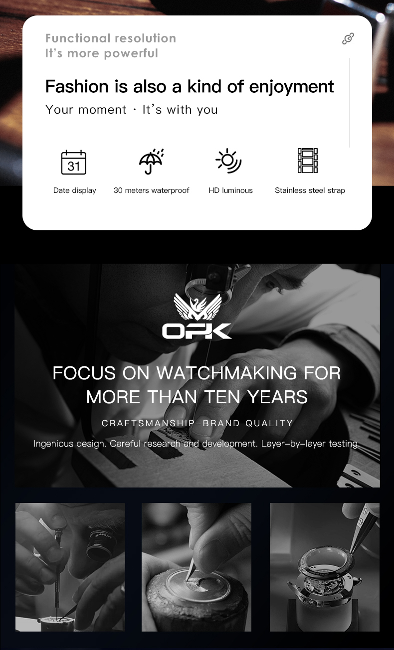 OPK【Fast Shipping】Watch For Men Waterproof Original Quartz Stainless ...