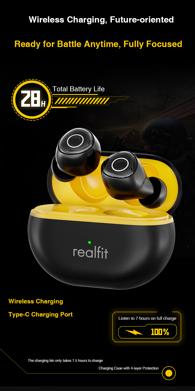 Realfit F4 AI Active Noise Cancelling Bluetooth Earbuds with Mic ...