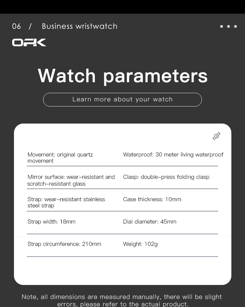 OPK【Fast Shipping】Watch For Men Waterproof Original Quartz Stainless ...