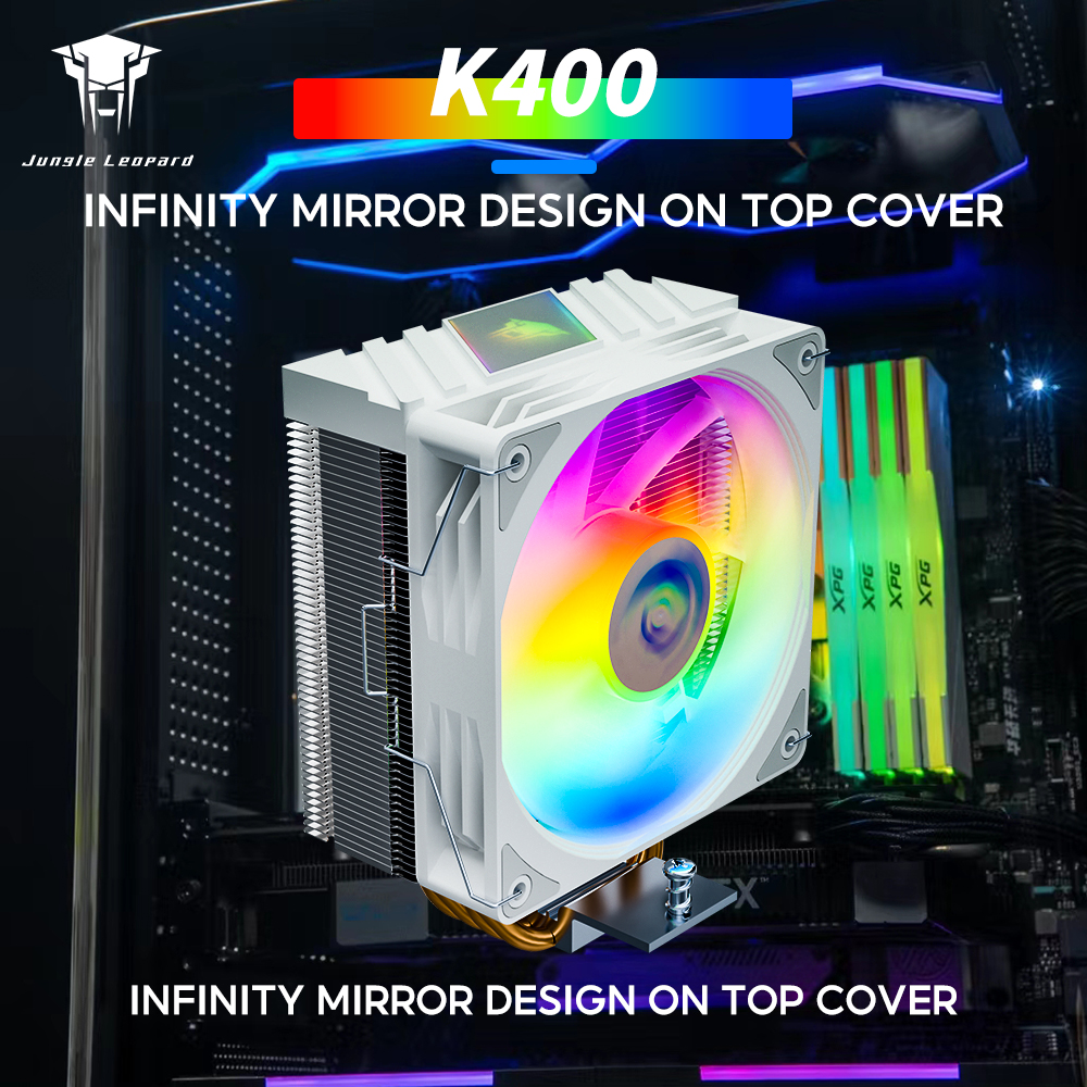 Jungle Leopard K400 CPU Cooler Black / White 4 Heat Pipes 120mm CPU Fan ...