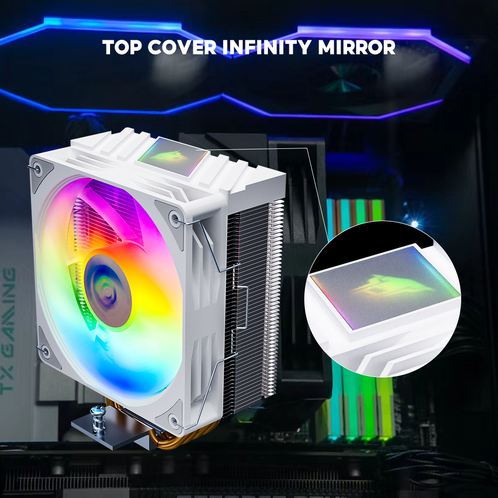 Jungle Leopard K400 CPU Cooler Black / White 4 Heat Pipes 120mm CPU Fan ...
