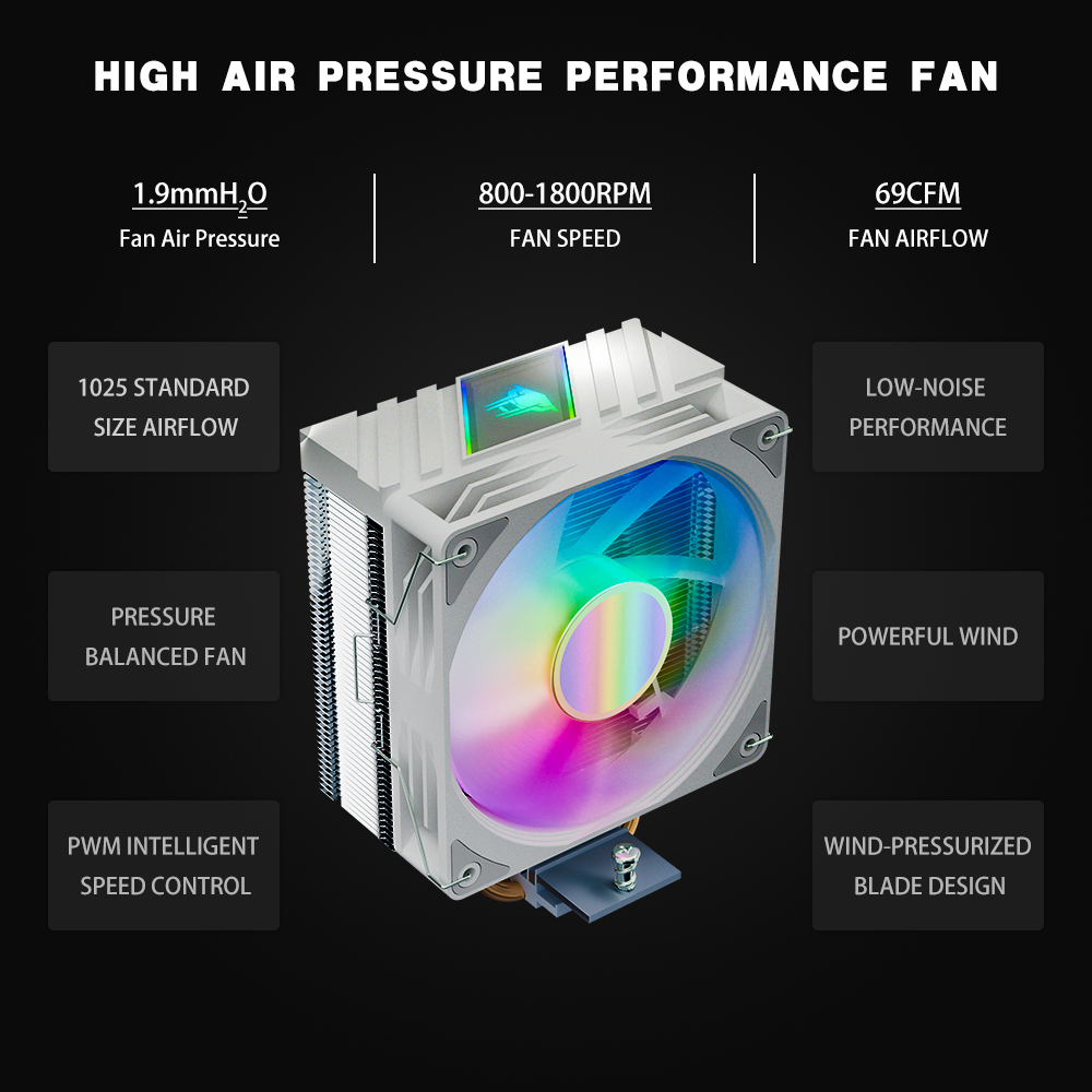Jungle Leopard K400 CPU Cooler Black / White 4 Heat Pipes 120mm CPU Fan ...