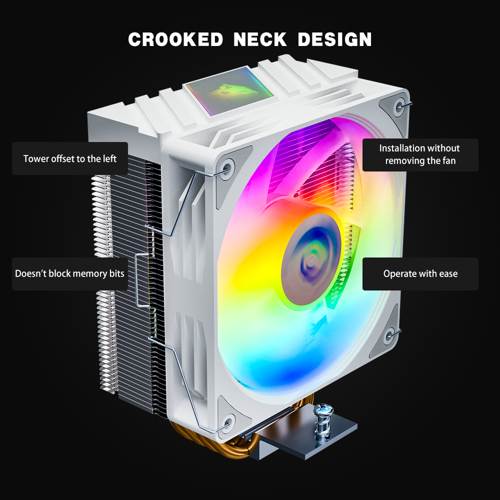 Jungle Leopard K400 CPU Cooler Black / White 4 Heat Pipes 120mm CPU Fan ...
