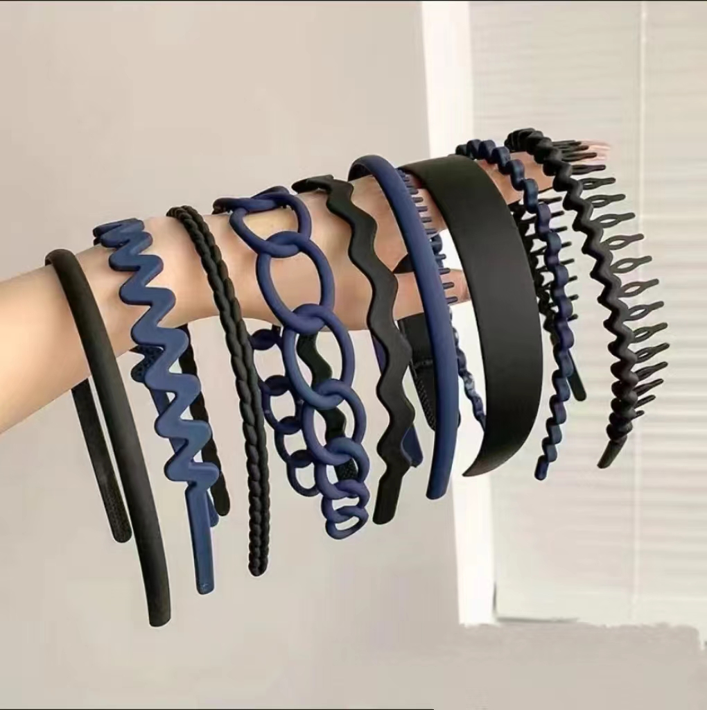9PCS Korean Solid Color Hair Bands Non-Slip Headbands for Bangs and ...