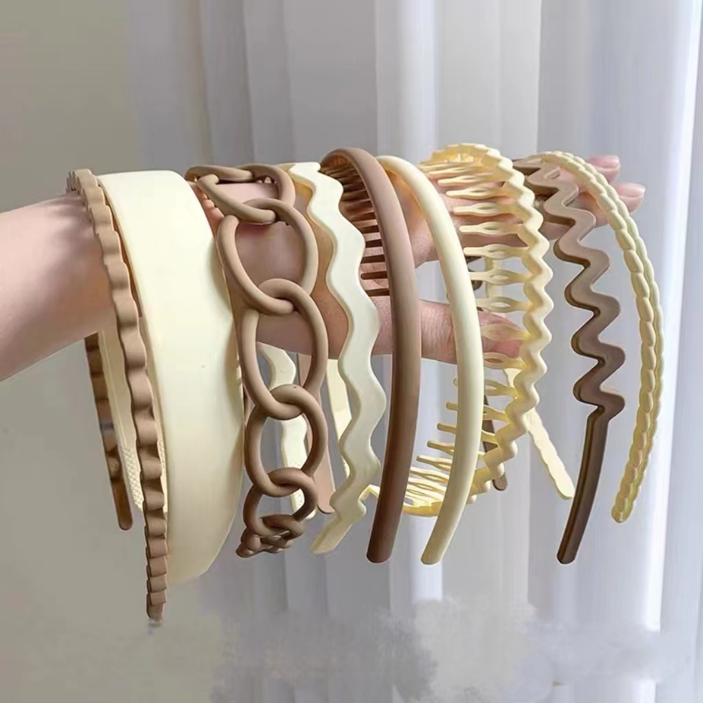 9PCS Korean Solid Color Hair Bands Non-Slip Headbands for Bangs and ...