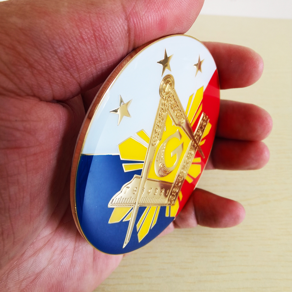 3inches Reflective Metal Mason Emblem Philippines National Flag ...