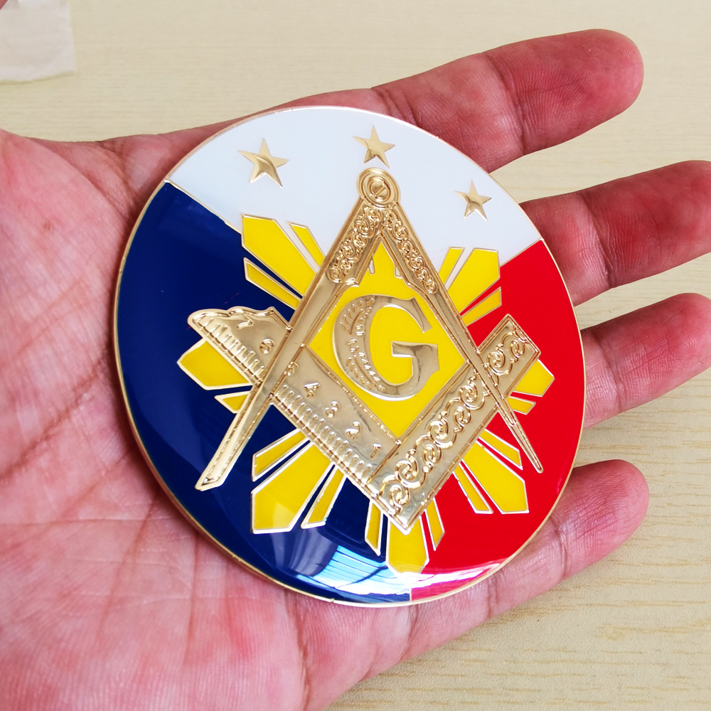 3inches Reflective Metal Mason Emblem Philippines National Flag ...