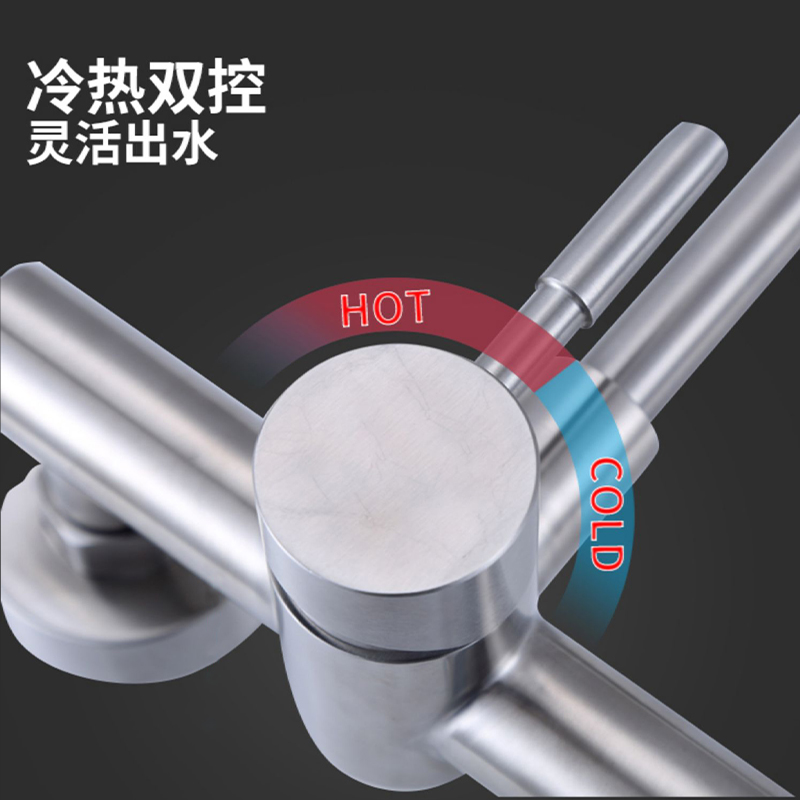 304 Stainless Steel Wall Kitchen Faucet Hot And Cold Mixed Universal ...