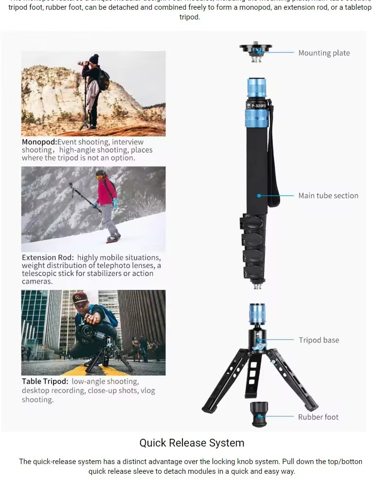 SIRUI P-325FL 5 Section Carbon Fiber Monopod max load 10kg | Shopee ...