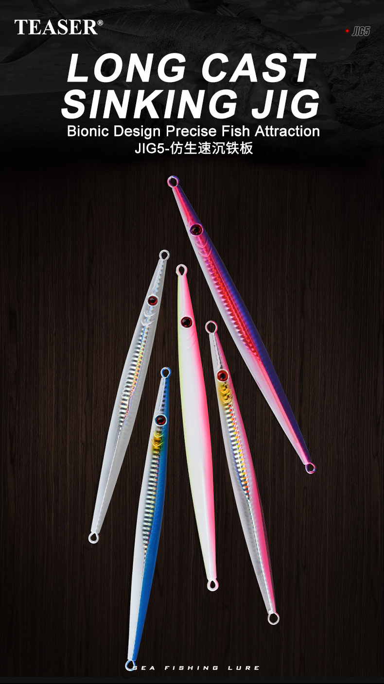 TEASER【J5】60g 80g Fishing Lure Needle Fish Fast Jigging Lure Saltwater Glow Metal Jigs Sinking ...