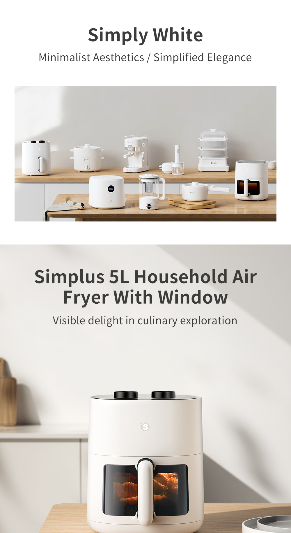 Simplus Air Fryer 5L Viewable Window Multifunctional Airfryer Oil Free ...