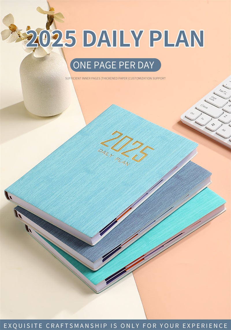 Ossayi 2025 A5 Daily Planners Schedule Book Leather Cover Calendar Journal Notebook School ...