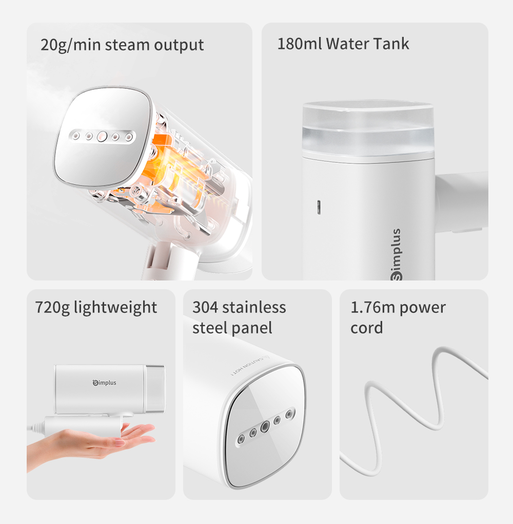 Simplus Steam Iron Handheld Garment Steamer 180ml Water Tank Foldable ...