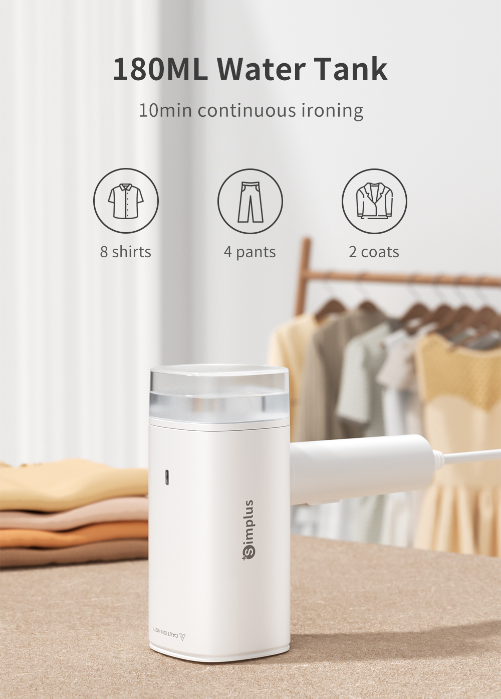 Simplus Steam Iron Handheld Garment Steamer 180ml Water Tank Foldable ...