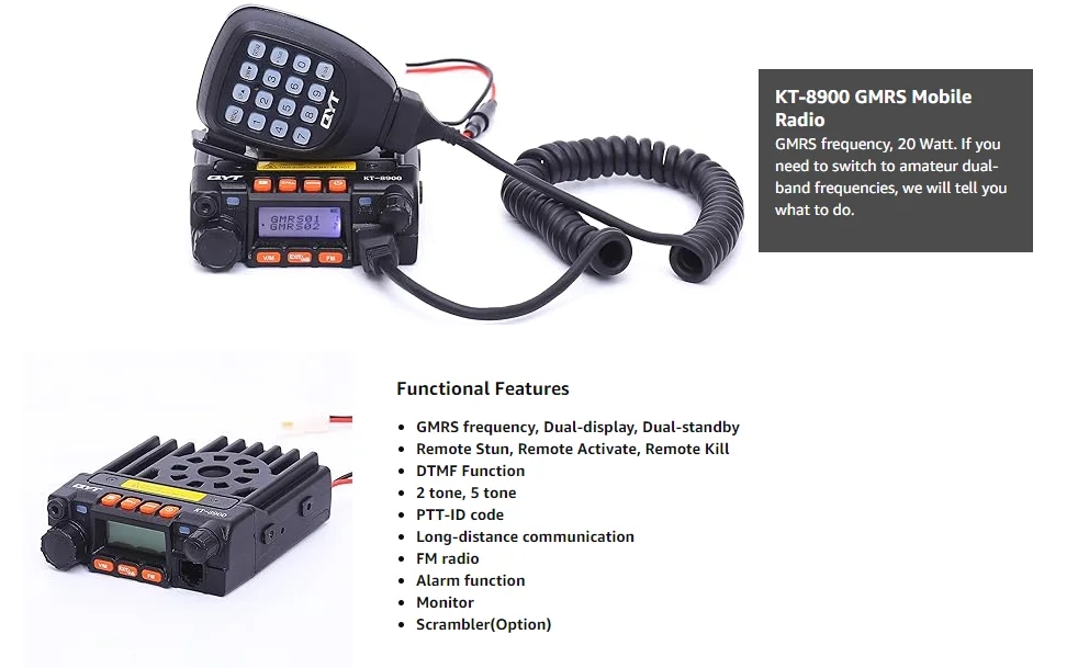 QYT Mobile Radio KT-8900 Base Radio Distance 25 KM + 770R 96 CM Antenna ...