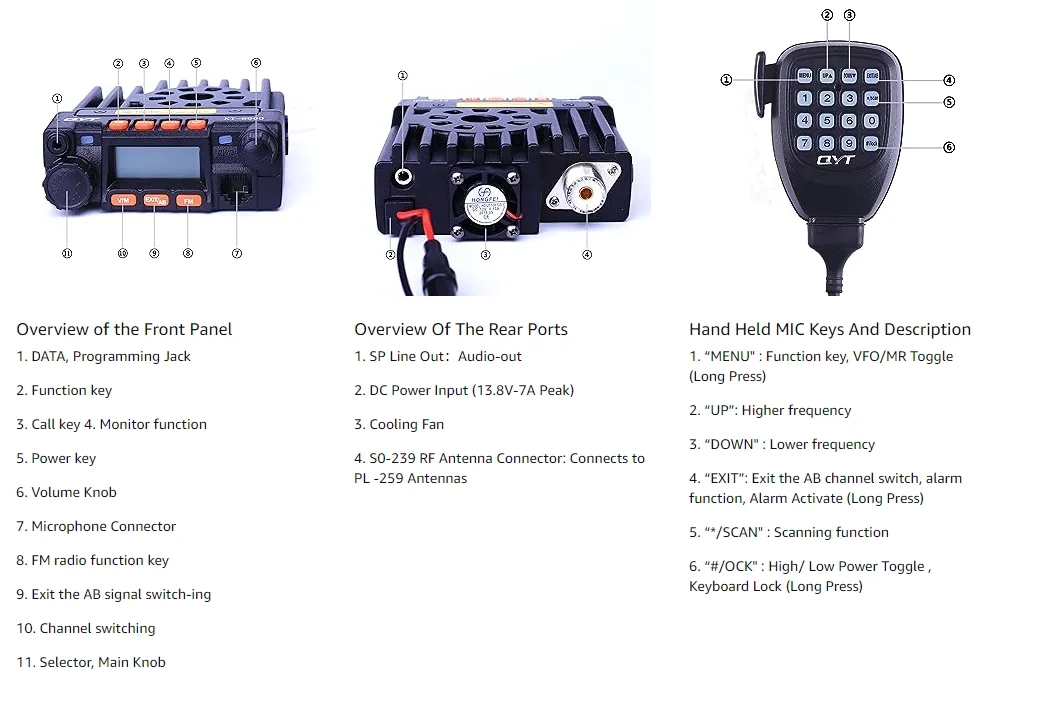QYT Mobile Radio KT-8900 Base Radio Distance 25 KM + 770R 96 CM Antenna ...