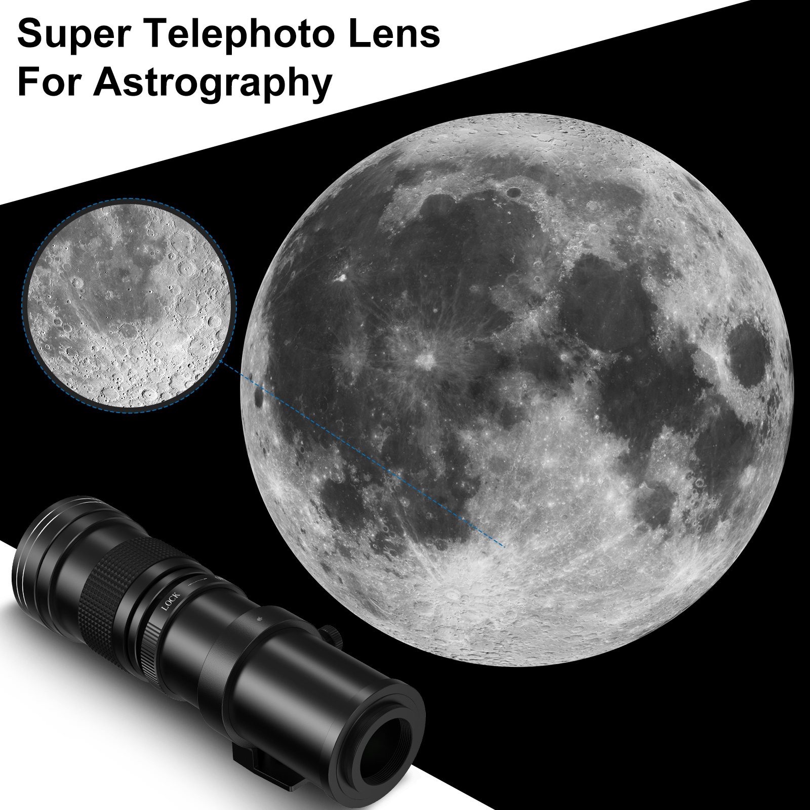 Lightdow Telephoto Lens 420-800mm f/8.3 Black Manual Zoom Super ...