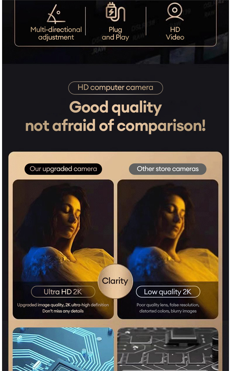 V380 PRO 2K Full HD Webcam With Microphone For PC Video Call Laptop ...