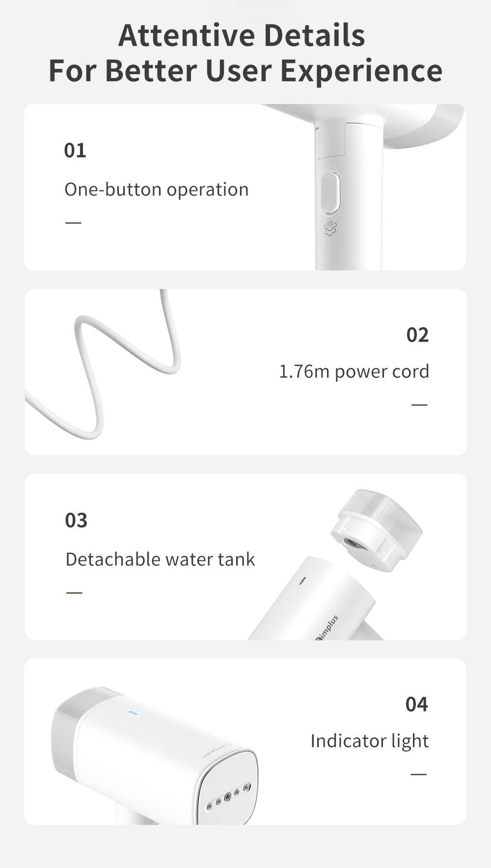 Simplus Steam Iron Handheld Garment Steamer 180ml Water Tank Foldable ...