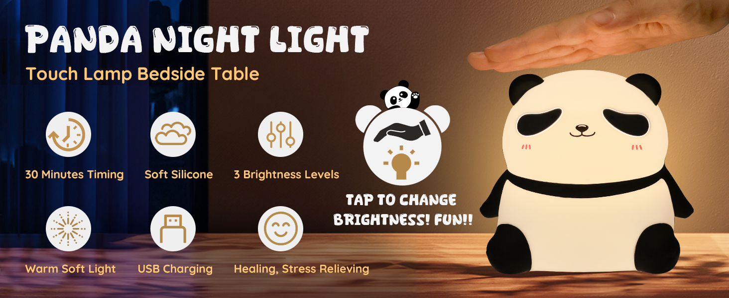 SOFIRN Cute Panda Night Light 3 Level Dimmable LED Squishy Novelty ...