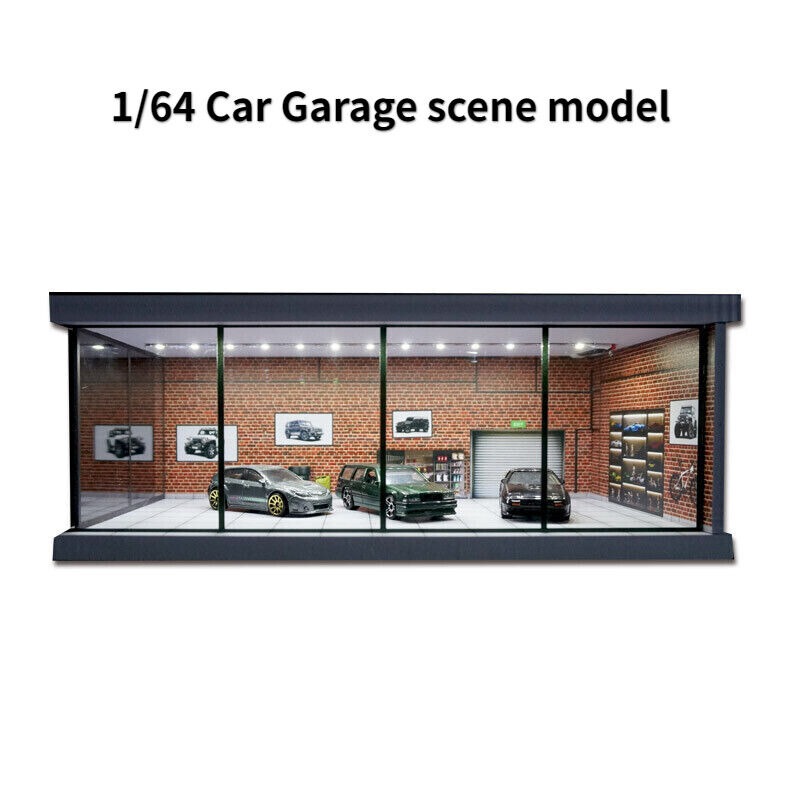 Diorama 1:64 Car Garage Model LED Lighting City Car Showroom Scene ...
