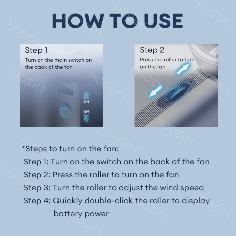 HODEKT Jet Fan 4000mAh Mini Handheld Fan Strong Wind 100 Gear Wind ...