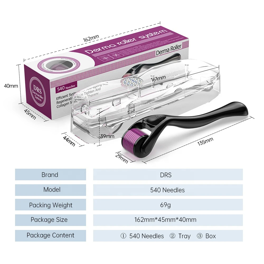 DRS 540 Needles Derma Roller Microneedling Roller for Hair growth Skin ...