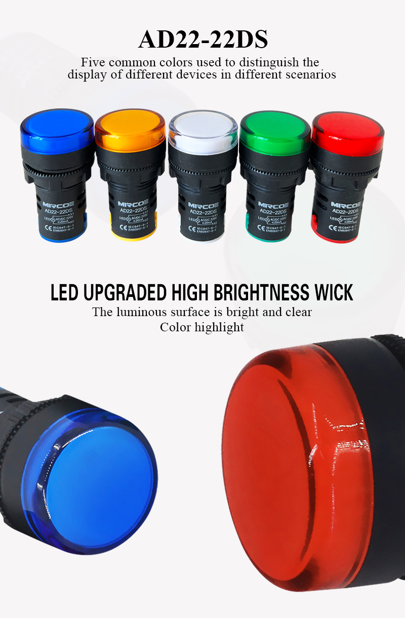 MIRCOE AD22-22 led pilot lamp panel indicator light red blue yellow ...