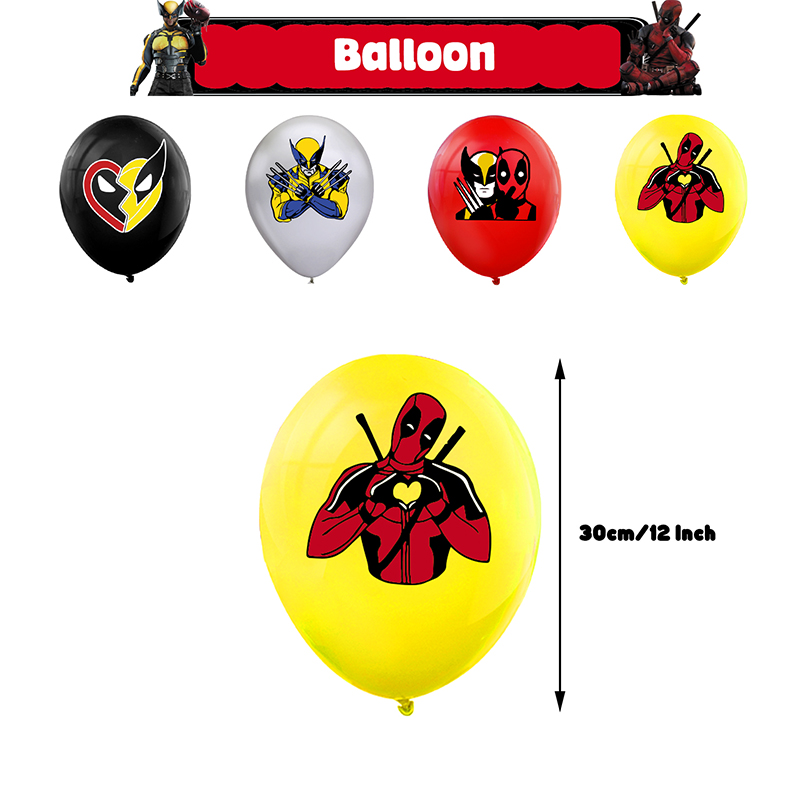 Marvel Avengers Deadpool & Wolverine Theme Happy Birthday Party Decor Banner Cake Topper Balloon ...