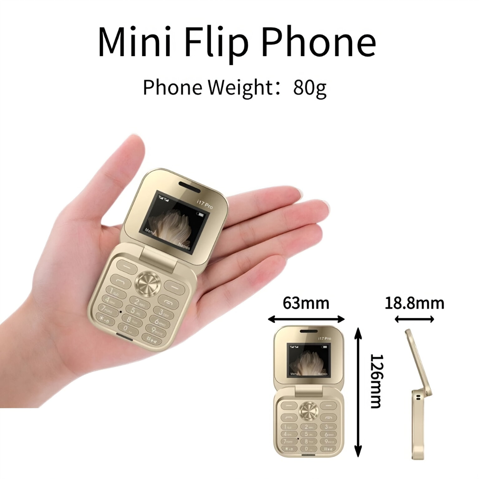 2024 New Mini Flip Phone i17 Mini Mobile Phone FM Radio 2G 2SIM Card ...
