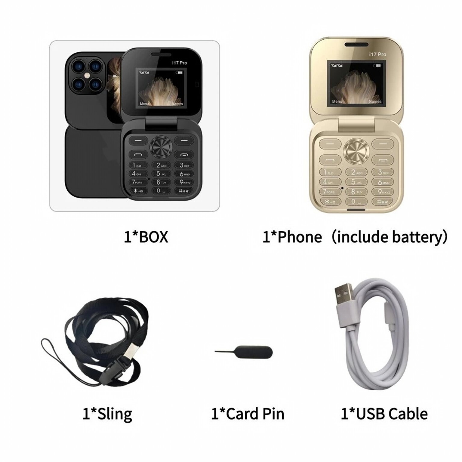 2024 New Mini Flip Phone i17 Mini Mobile Phone FM Radio 2G 2SIM Card ...