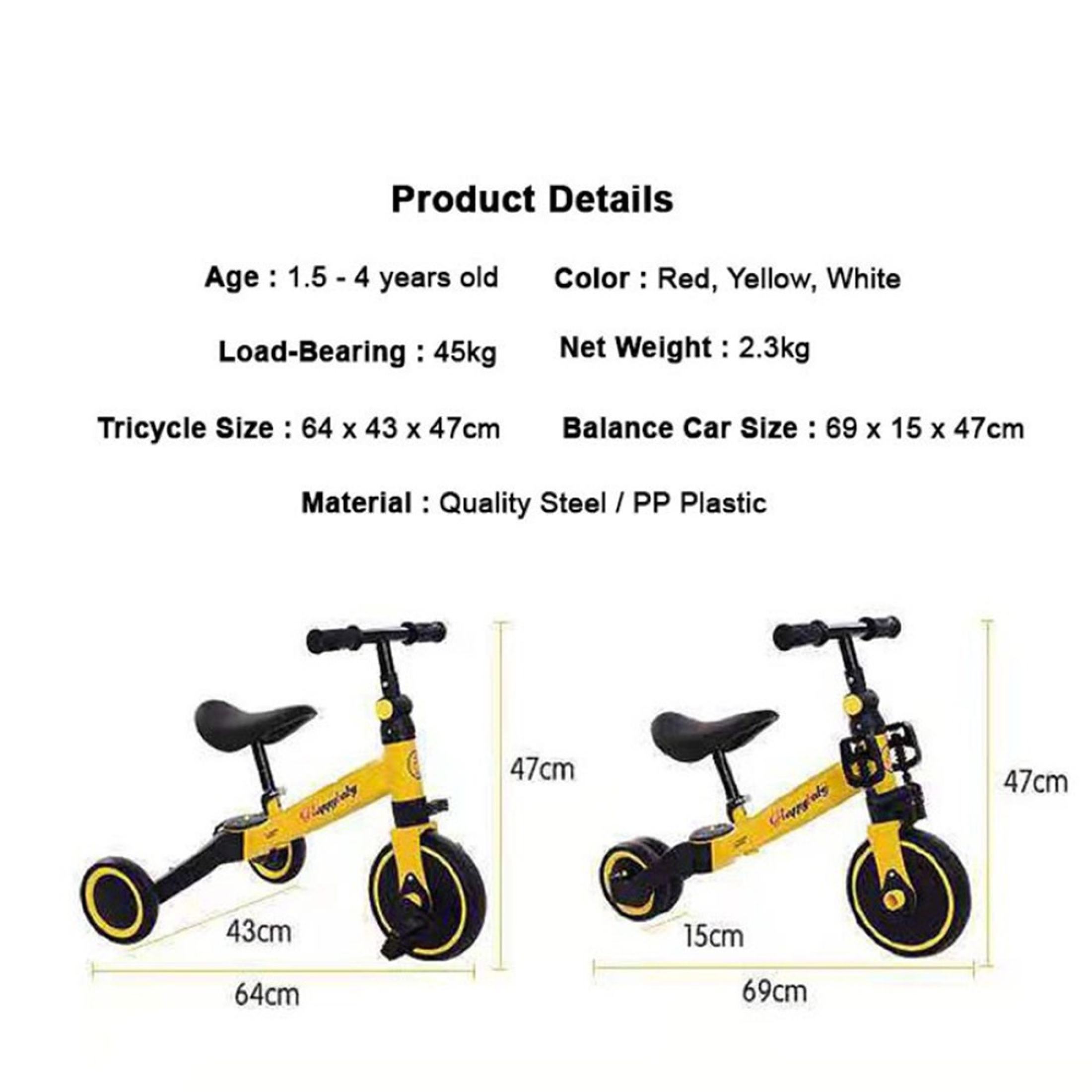Eagles Balance Bike Tricycle Bike for Kids 3 in1 Multi-function Baby ...